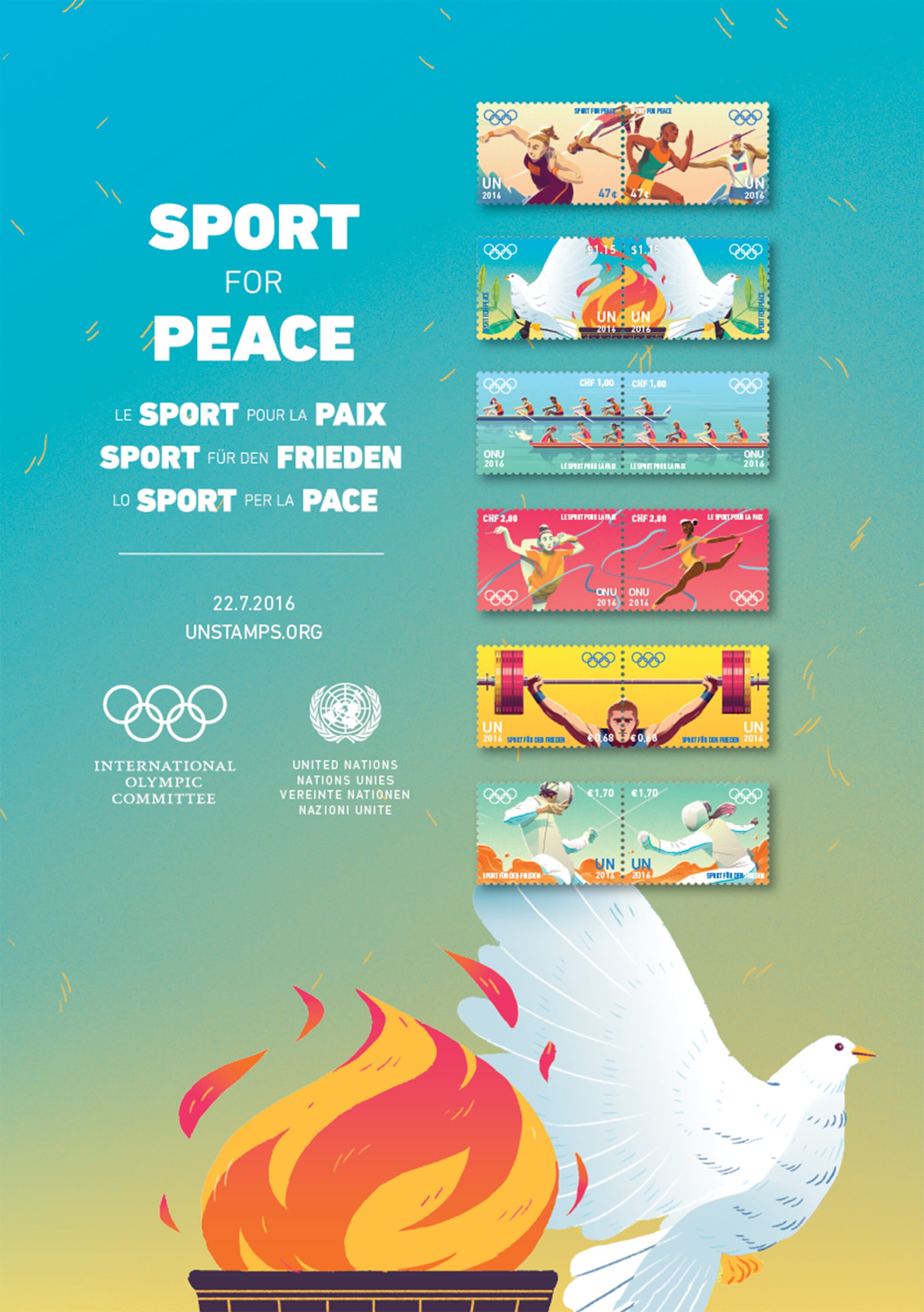 The United Nations and the IOC launch a series of stamps honouring the ...
