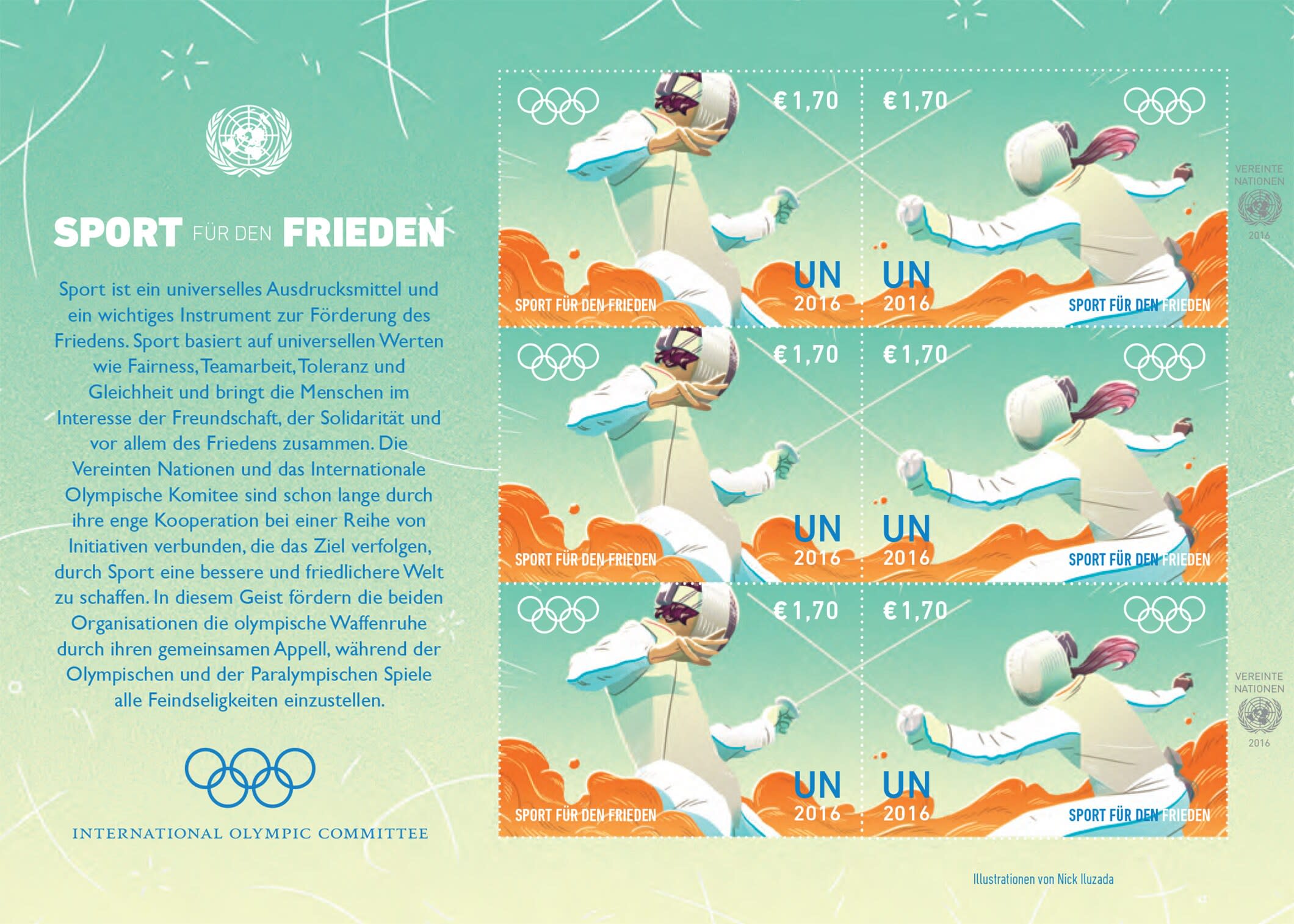 The United Nations and the IOC launch a series of stamps honouring the ...