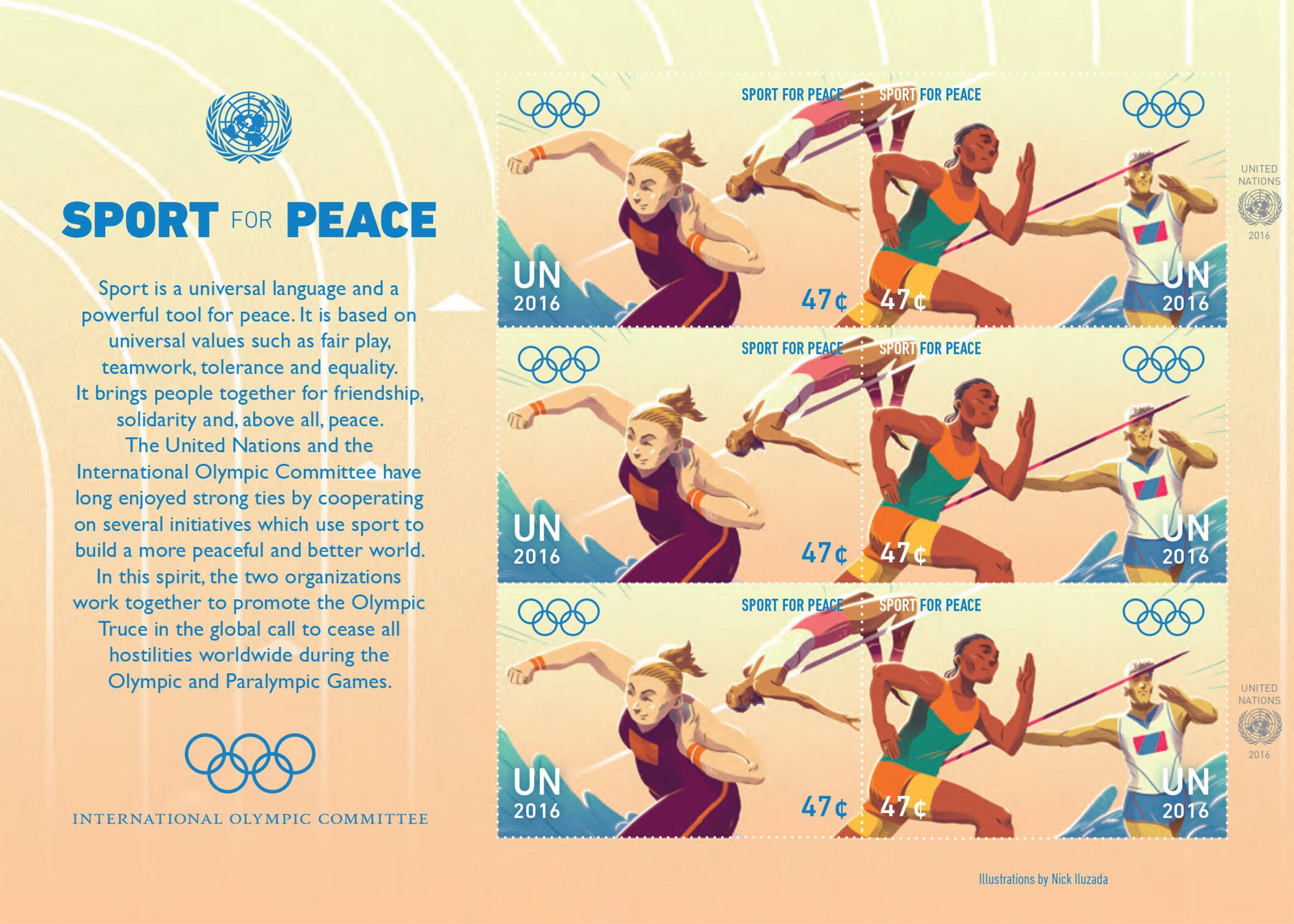The United Nations and the IOC launch a series of stamps honouring the ...