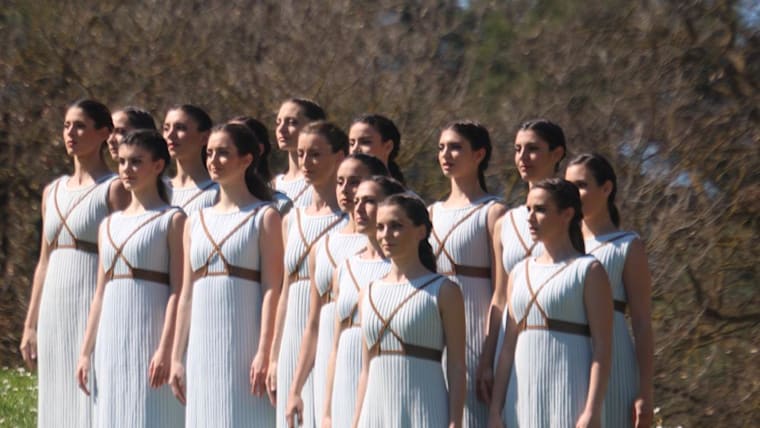 Olympic torch lighting ceremony in Greece