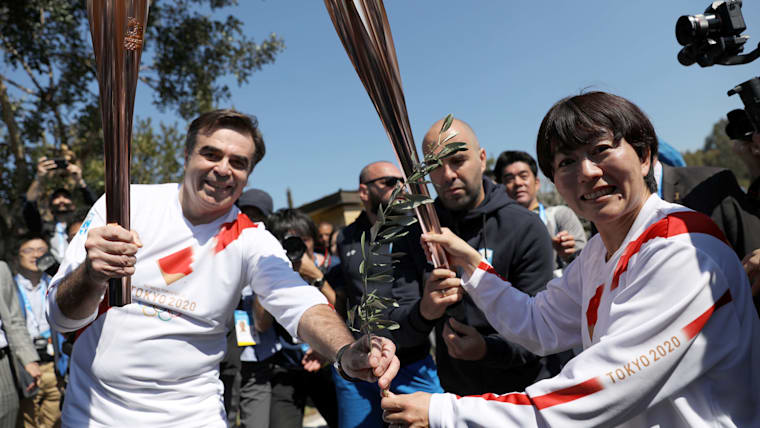 Olympic torch lighting ceremony in Greece