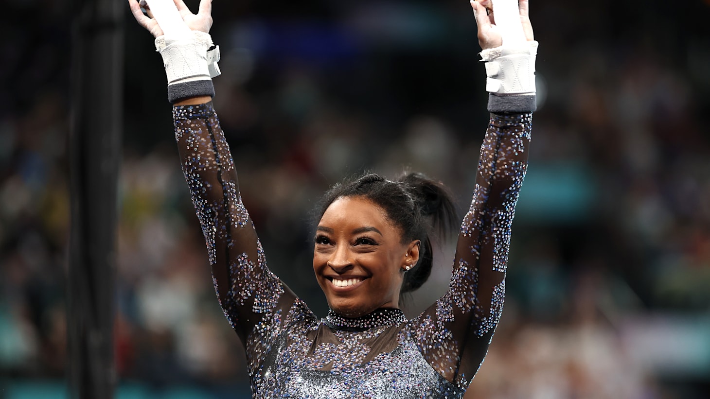 Gymnastics: Shaking off sore calf, Simone Biles dazzles in Olympic ...