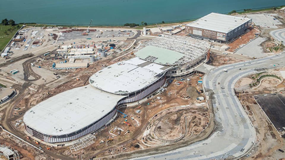 First seats installed in the Carioca Arena on the Barra Olympic Park ...