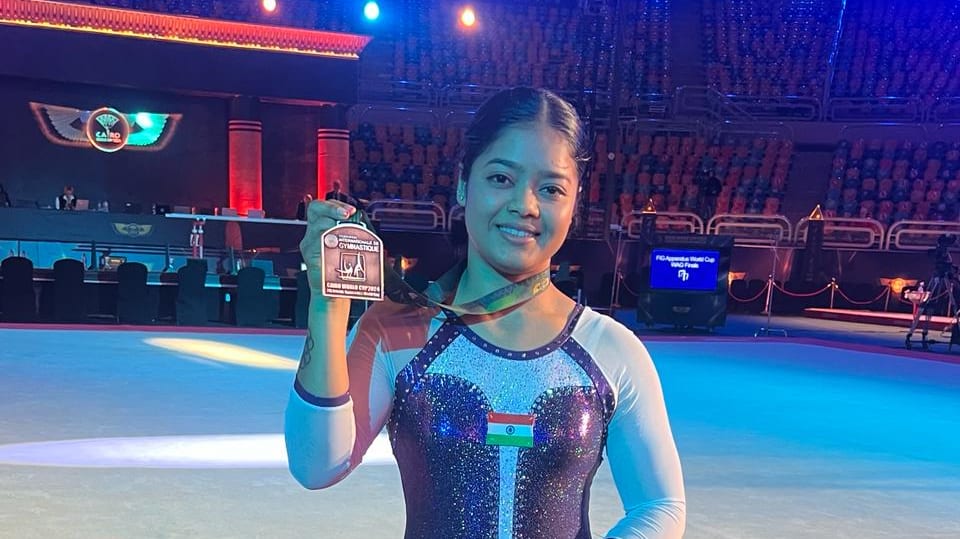 Pranati Nayak wins vault bronze medal at FIG Apparatus World Cup 2024 Cairo