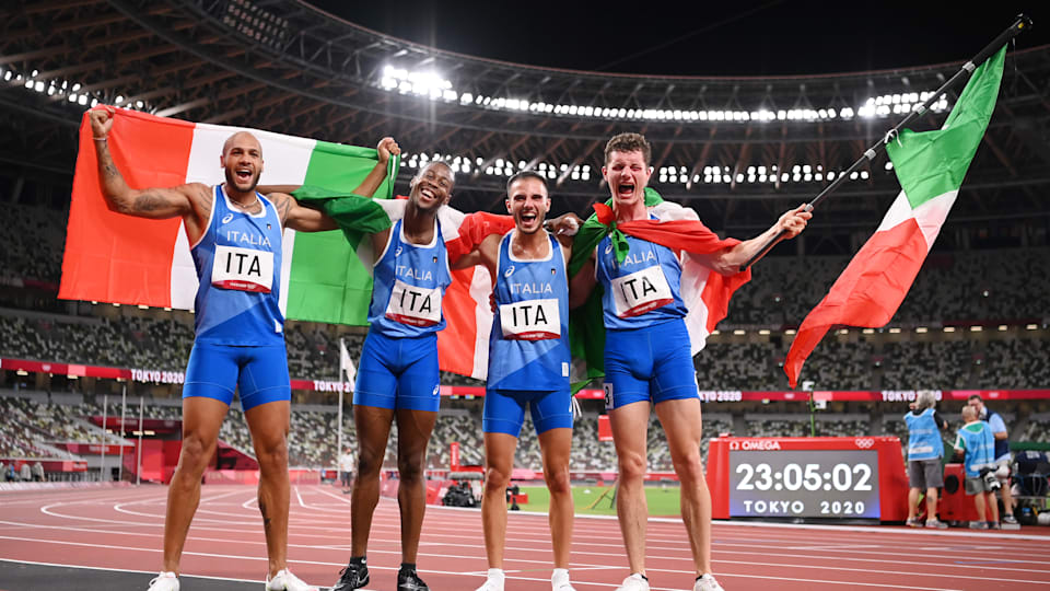 Italy wins men's 4x100m gold medal