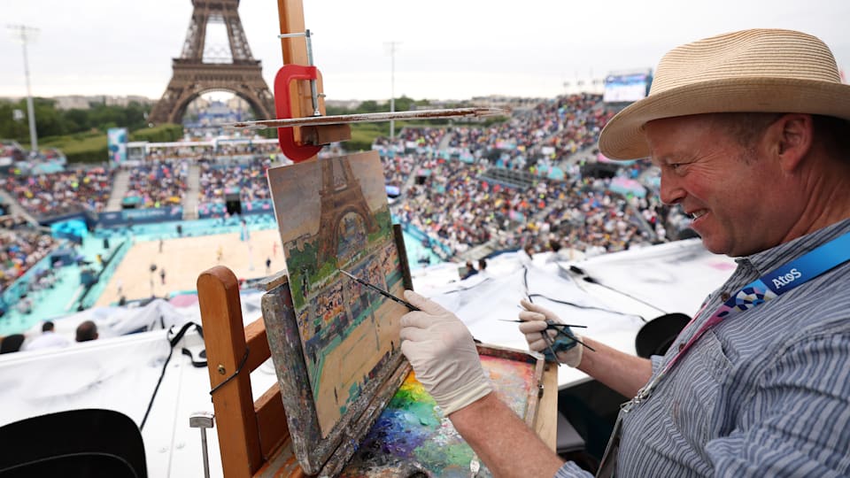 Paris 2024 Olympics: Painter recreates breathtaking scene at Eiffel ...