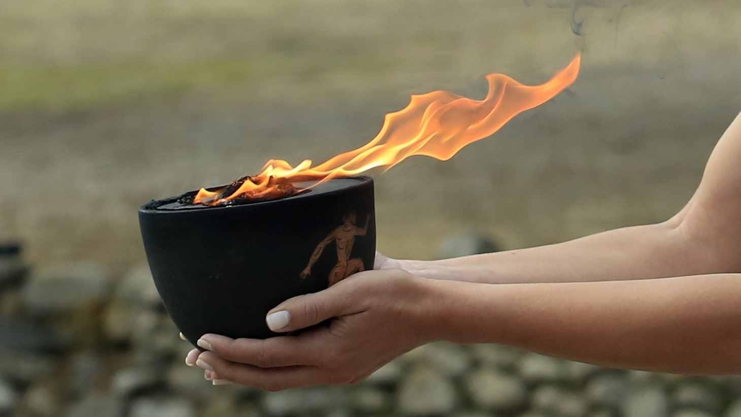 Olympic Torch Logo With Hands
