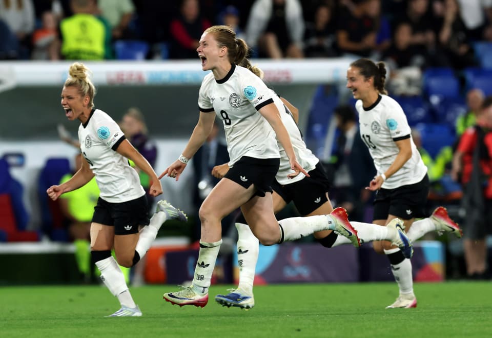 Germany show grit in comeback shoot-out victory over France, to reach ...
