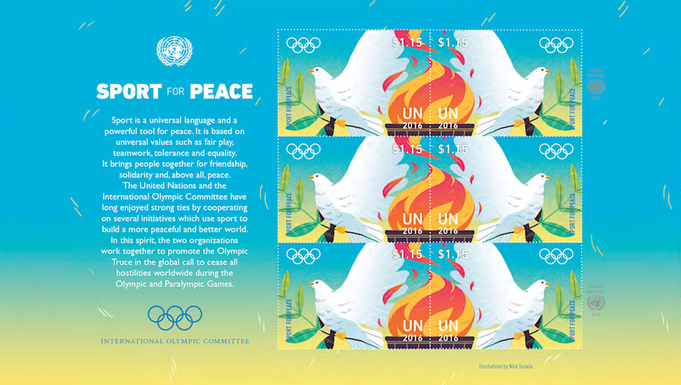 The United Nations and the IOC launch a series of stamps honouring the ...