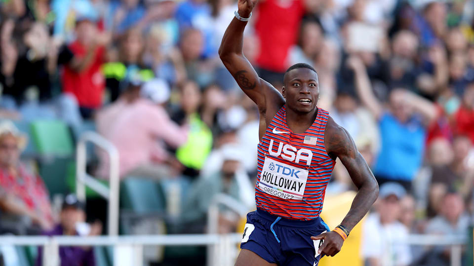 Grant Holloway holds nerve to win Track & Field Worlds 110m hurdles gold