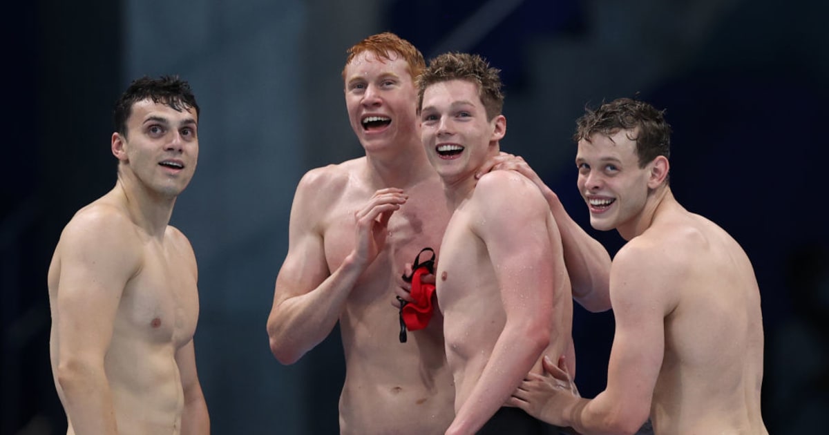 Team GB win gold in men's 4x200 freestyle relay