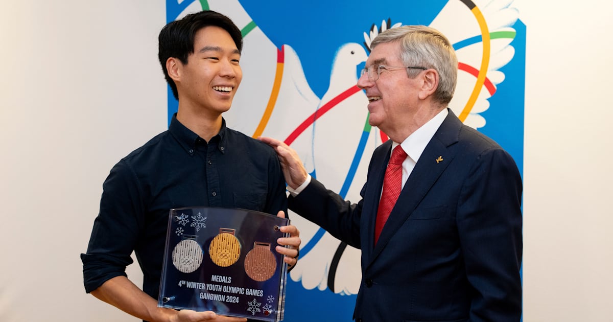 Winner of medal design competition presented with a set of “his” medals ...