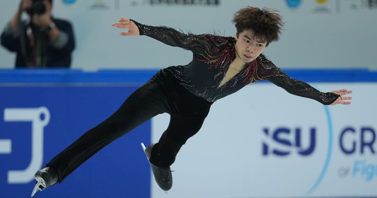 Figure skating - Cup of China 2025: Japan's Sato Shun flies as he ...