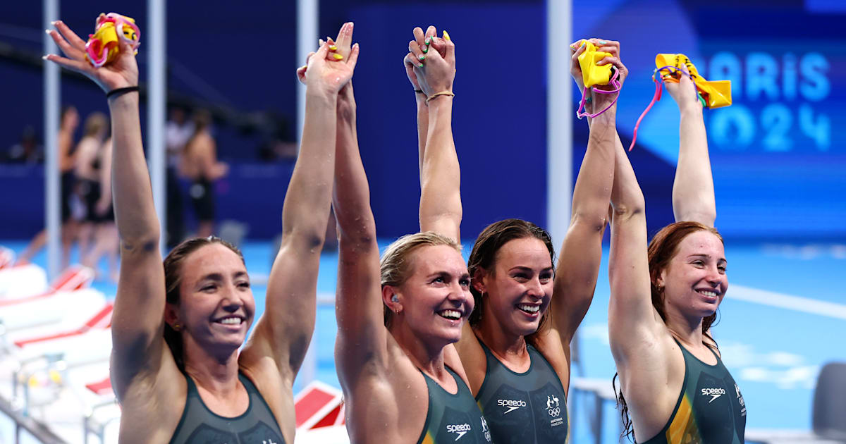 Paris 2024 swimming: Australia set Olympic record on way to gold in ...