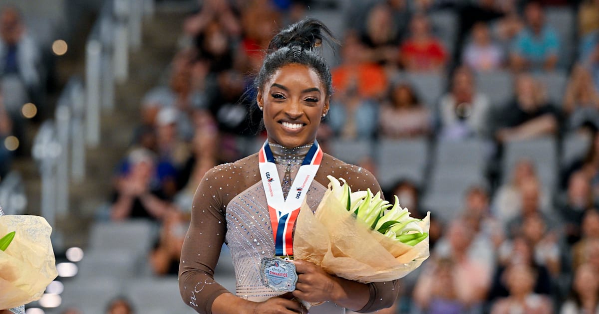 Simone Biles Claims Record Extending Ninth Title At U S Gymnastics