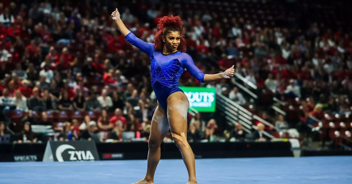 UCLA gymnast Nya Reed on viral moment: "I was freaking out."
