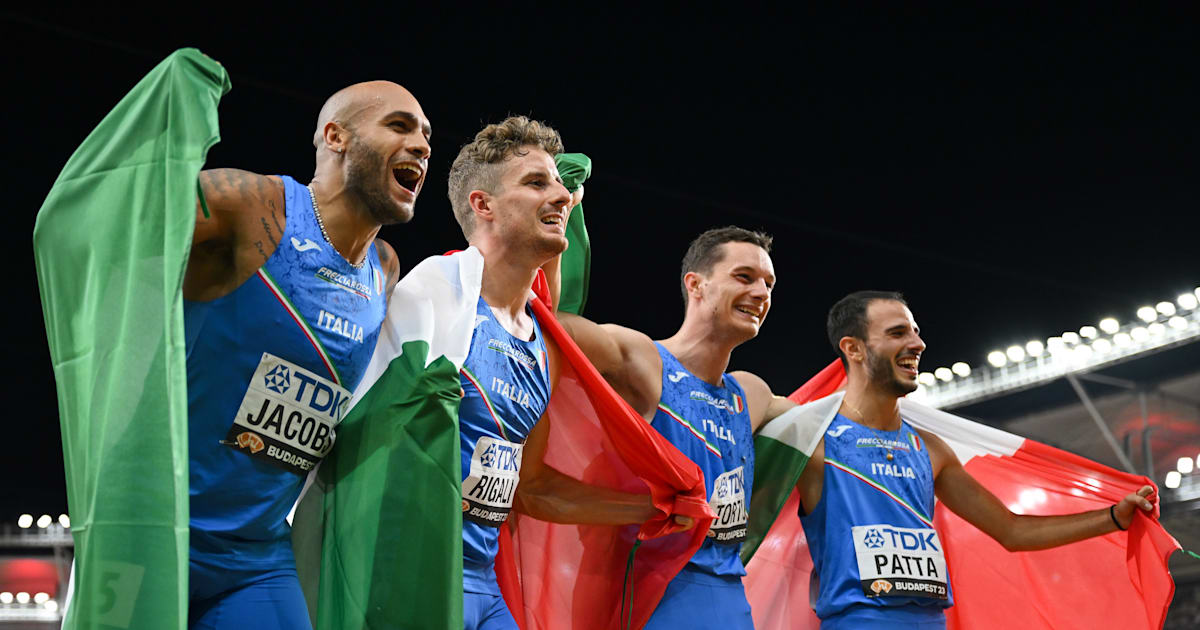 L'Italia della staffetta 4x100 maschile di Jacobs e Tortu è medaglia d ...