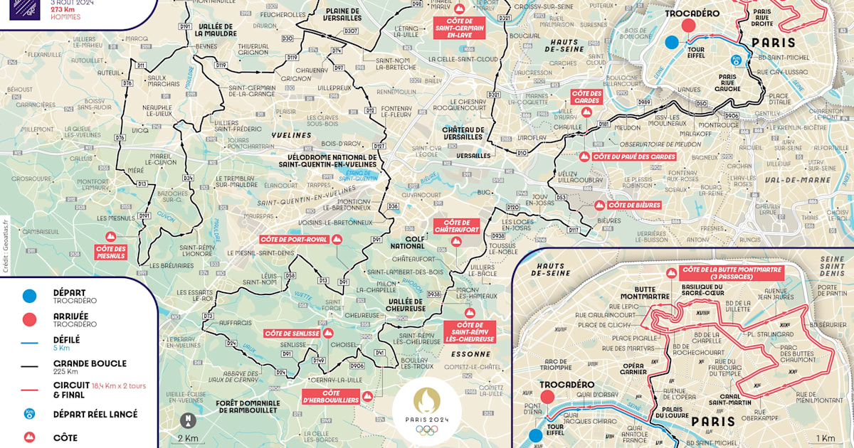 Cartes et profil des courses sur route olympiques