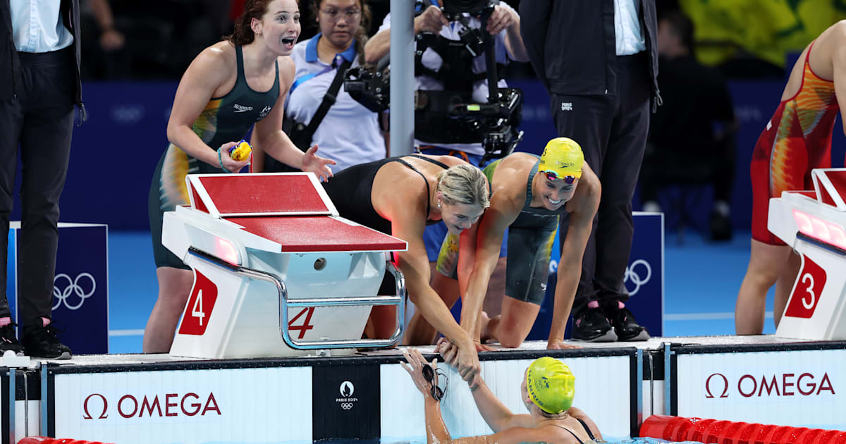 JO de Paris 2024 - natation | Victoire des Australiennes en relais 4x100 m nage libre, la France ...