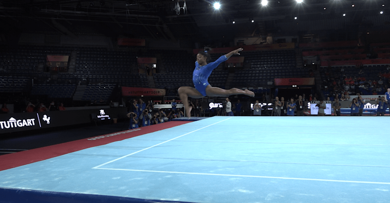 WATCH: Simone Biles performs floor exercise routine in podium training
