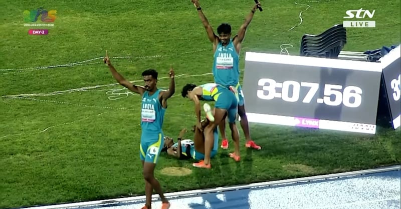Team India wins gold medal in 4x400m mixed relay at Asian Athletics ...