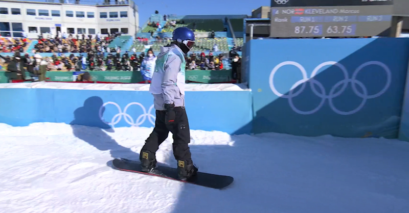 Moments | Beijing 2022 - Snowboard - M. Kleveland - Sliding into 4th on ...