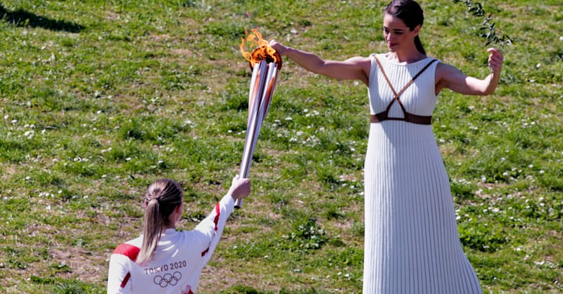 The Olympic Flame Lighting in pictures