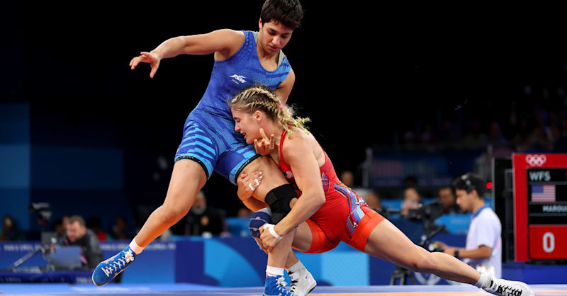 Anshu Malik bows out of the wrestling women's freestyle 57kg in the 1/8 ...