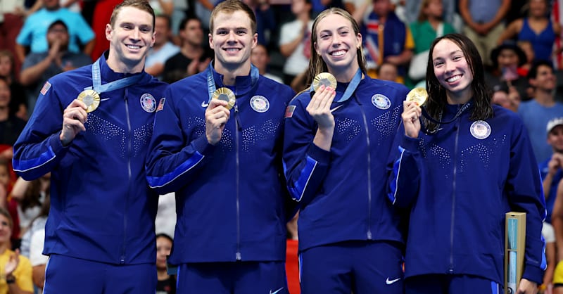 États-Unis - Relais mixte 4x100m 4 nages | Meilleurs moments en or ...