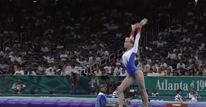 France show off innovative floor routine at Atlanta 1996 Olympics