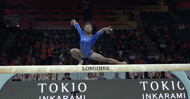 WATCH: Simone Biles on balance beam at podium training